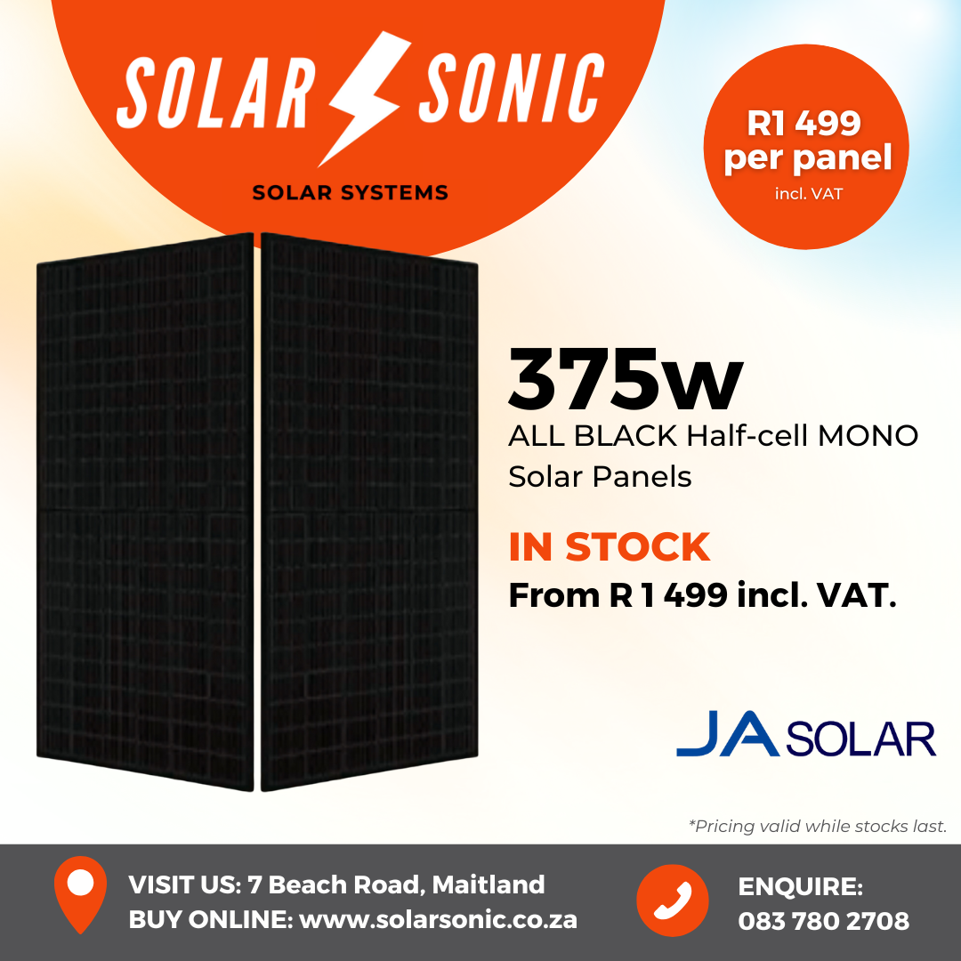 375w JA SOLAR - Mono Solar Panels (ALL BLACK) – Solar Sonic (PTY) LTD