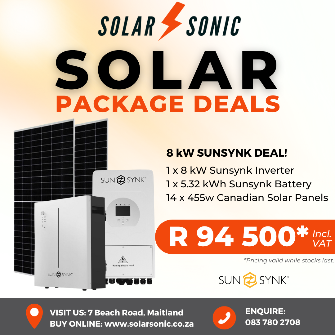 8 kW Sunsynk Solar Package Deal – Solar Sonic (PTY) LTD